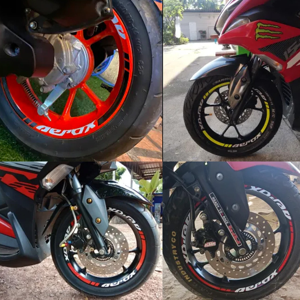 14inch Aerox Wheel Sticker Reflective Motorcycle Wheel Hub Scooter Rim ...