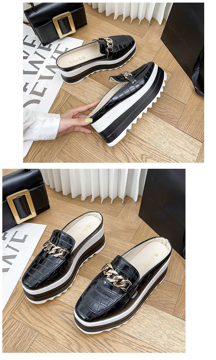 Large Size 35-42 Woman's Wedges Shoes Slip Chain Heels Shoes 7cm Casual ...