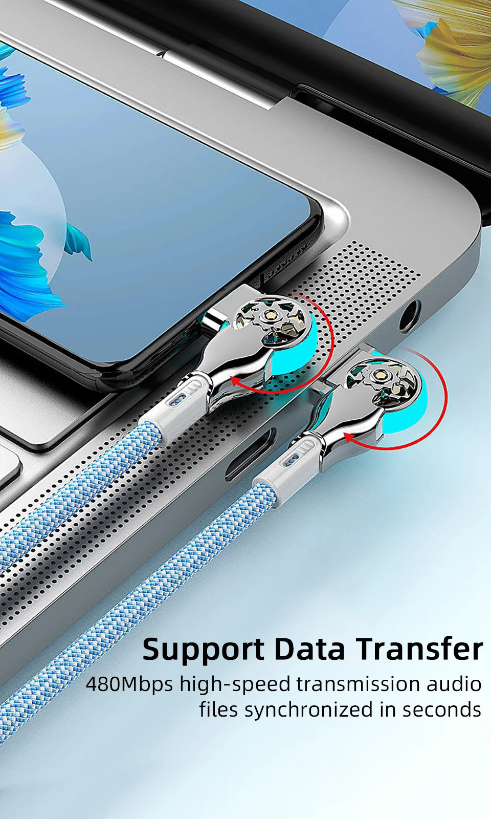Double Rotatable Cable USB A to Type C Double Elbow 180 Degree Rotation ...