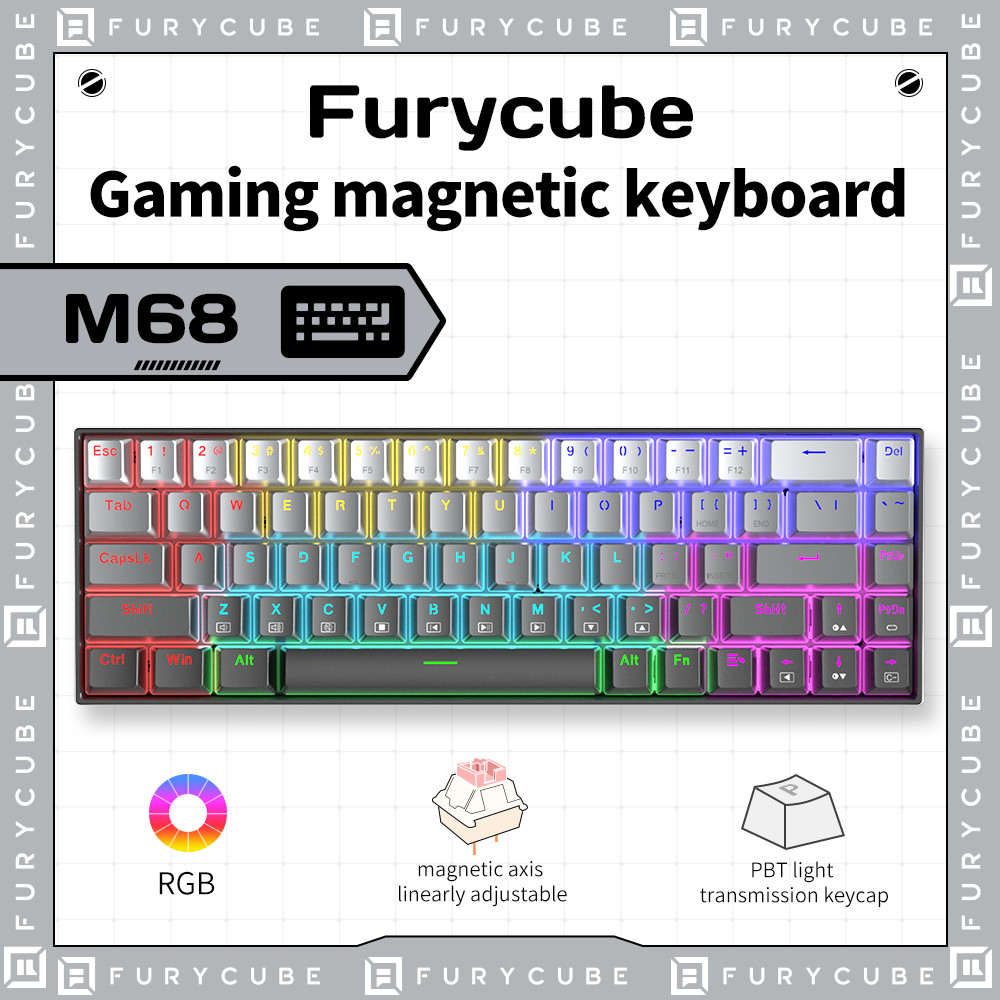 FURYCUBE M68 68 KEY RGB Wired Keyboard Magnetic Switch Hall Effect ...