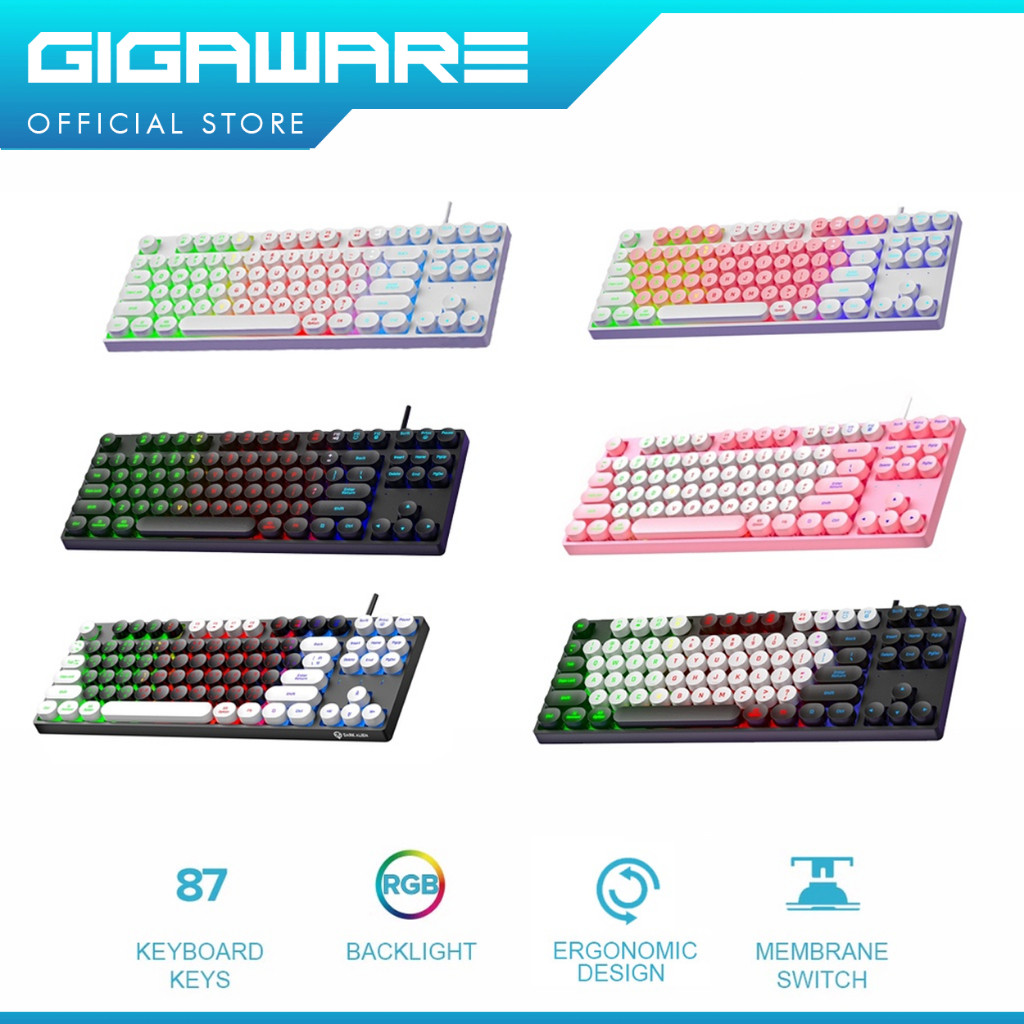 Dark Alien DK100 87 Keys Retro Punk Keyboard RGB LED Suspended Membrane Keyboard | Shopee Malaysia