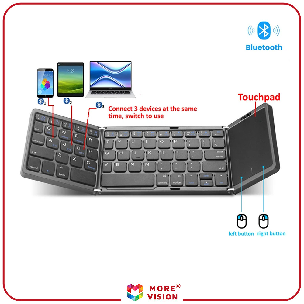 Portable Mini Foldable Wireless Keyboard B089T Touchpad Bluetooth ...