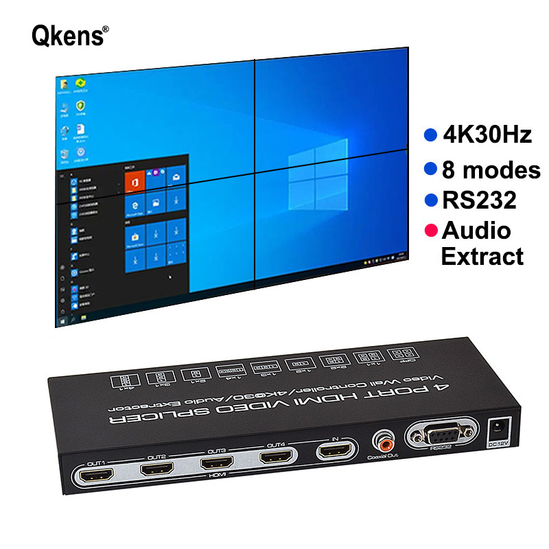 4K 30Hz 1080p 60hz 2x2 HDMI Video Wall Controller 1x2 1x3 1x4 2x1 3x1 ...