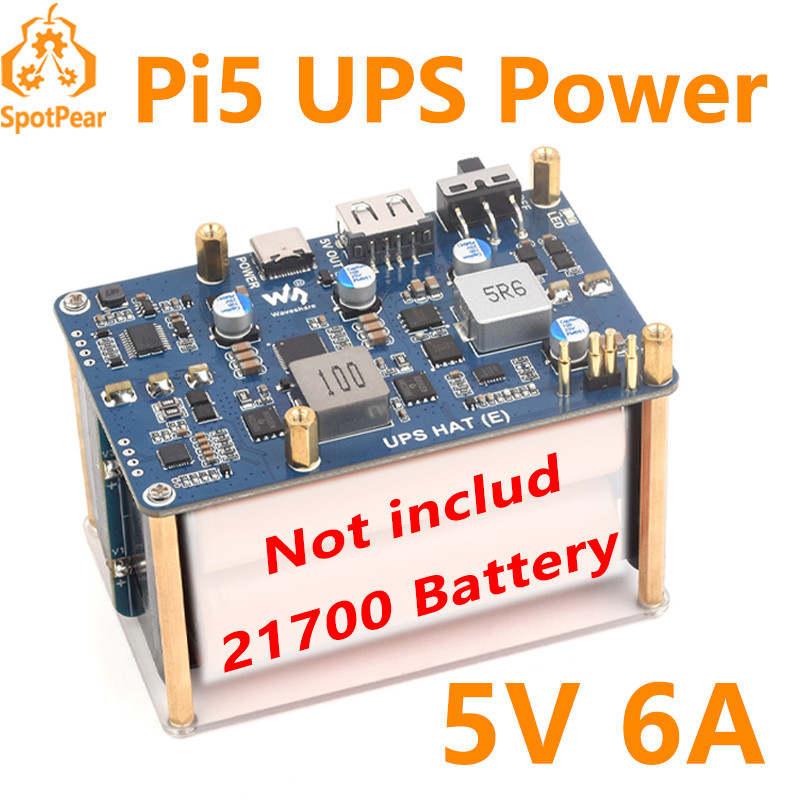 Raspberry Pi 5 UPS HAT E 4-Port For 21700-Li-Battery (NOT includ) 5V6A ...