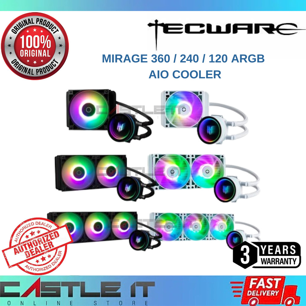 Tecware Mirage 360 / 240 / 120 ARGB AIO Cooler BLACK / WHITE Edition ...