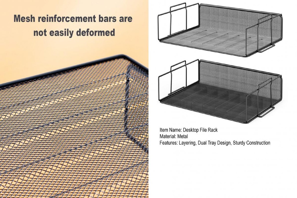 Mesh Metal File Rack Space-saving File Rack Mesh Metal 2-tray Desktop ...