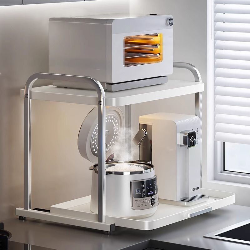 Kitchen Microwave Storage Rack Pull Out Rice Cooker Oven Storage Rack ...