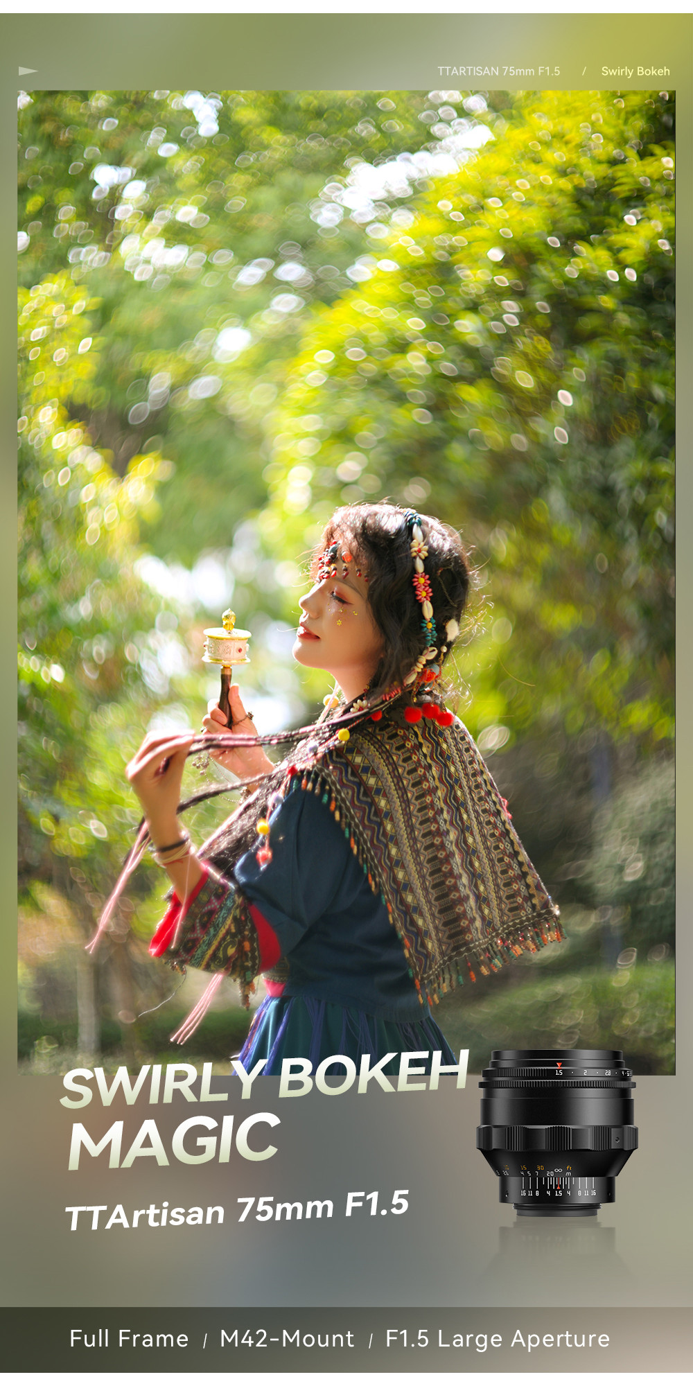 TTArtisan 75mm F1.5 Swirly Bokeh Full Frame Lens M42 mount can be transferred to Sony Canon ...