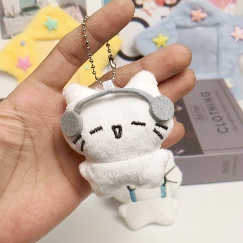 Cute Sad Cat Plush Keychain Kawaii Children Anime Plushie Pendant ...
