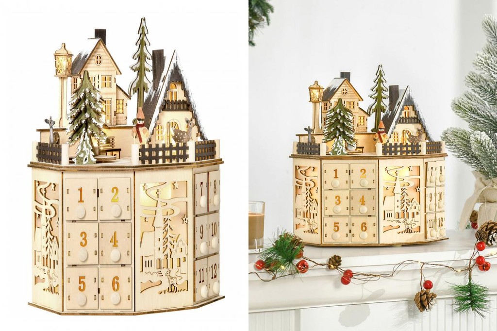 zhidaowe Desktop Advent Calendar Holiday Countdown Calendar Wooden ...