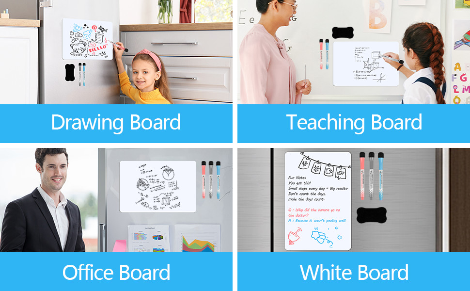 Magnetic White Board for Fridge 8”x12” Small Dry Erase Board for ...
