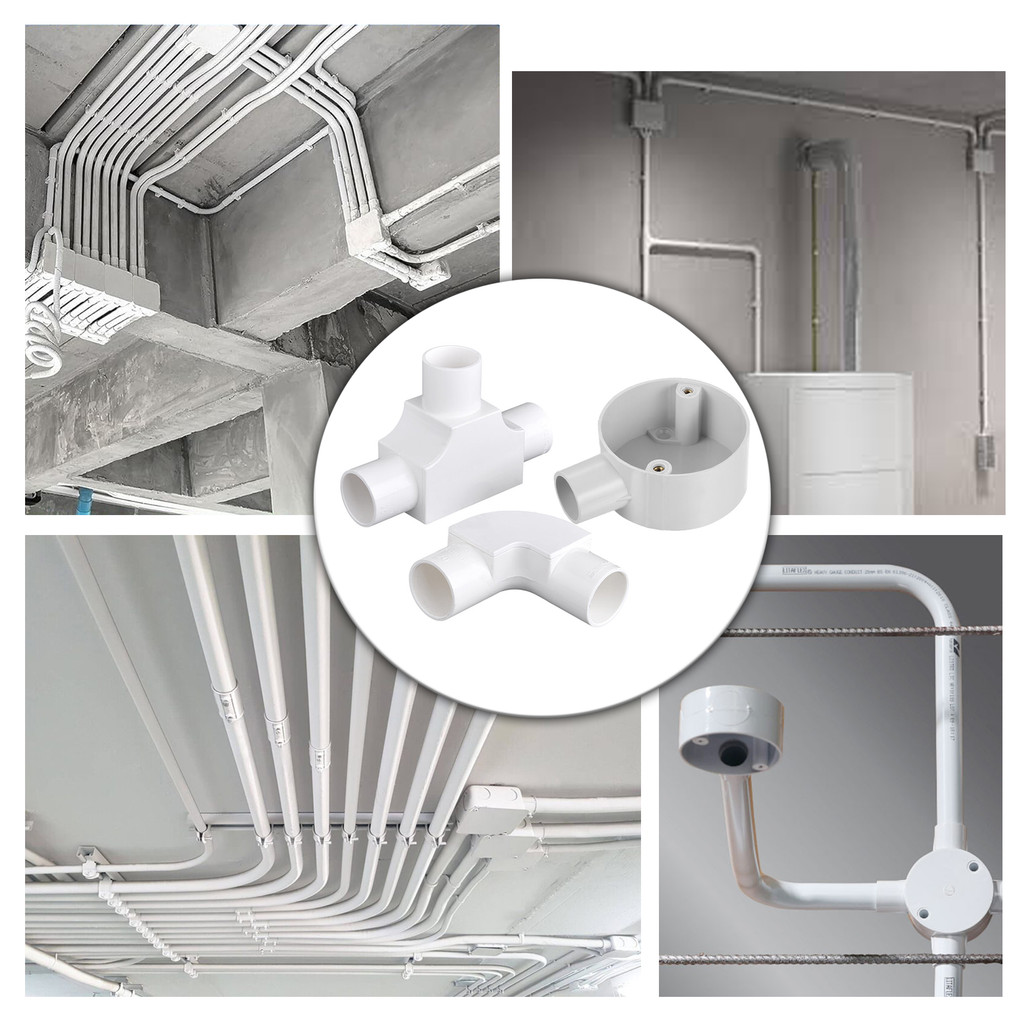 20mm 3/4inch UPVC White Electrical Conduit Elbow Tee 1 Way End Box ...