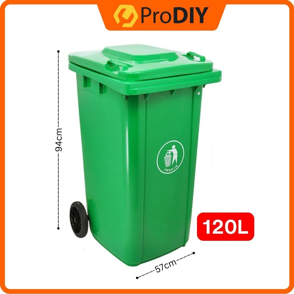 120L Tong Sampah Besar Bertutup Indoor & Outdoor Heavy Duty Garbage Bin ...