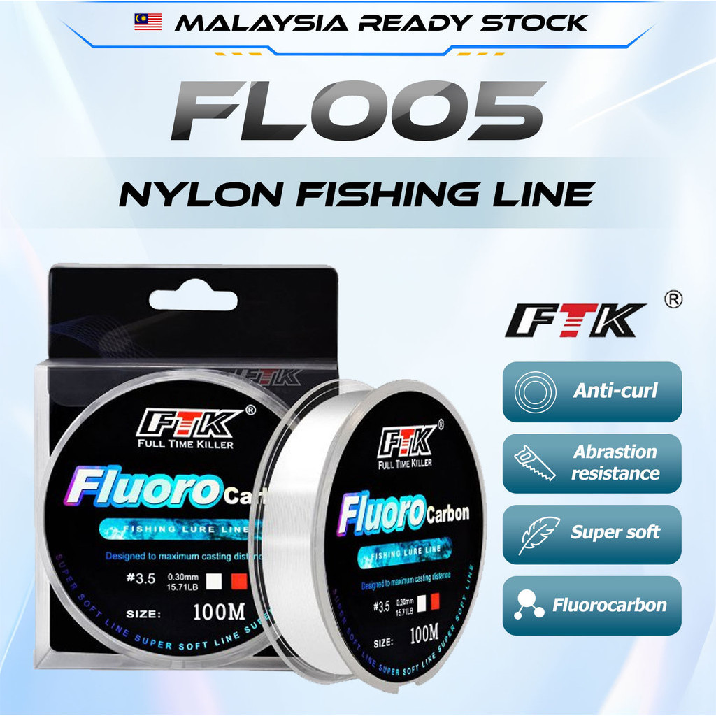 【MR.T】100M Fluorocarbon Fishing Line Tali Florocarbon Tangsi Perambut ...
