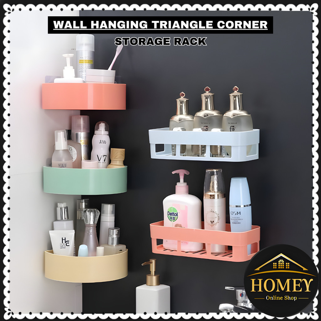 Triangle Wall Hanging Rectangle Corner Bathroom Shelves Punch-free ...