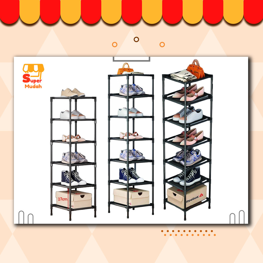 Rak Kasut 2/3/5/6 Tingkat Penyusun Penjimat Ruang Kalis Habuk ...