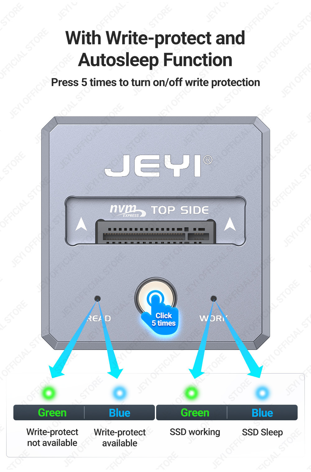 JEYI M.2 SSD Reader, NVMe & SATA to USB-C PCIe SSD Docking Station USB ...
