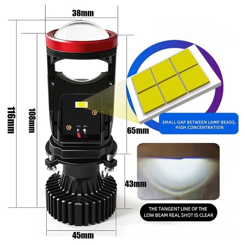 1Pair 180W 30000LM Y7D Y6 H4 LED Projector Headlight Car H4 Mini ...