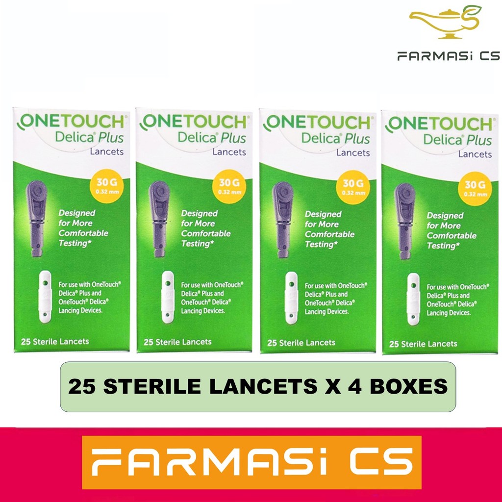 Onetouch Delica Plus 25 Sterile Lancets x 4 Boxes EXP:08/2027 [ One ...