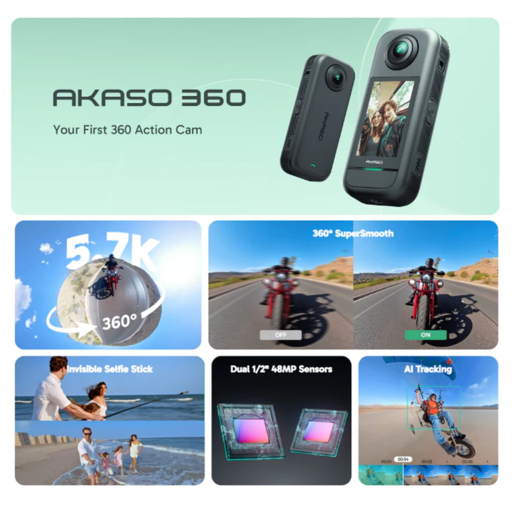 AKASO 360 - Action Camera | 5.7K 360 Video | 72MP 360 Photos | Dual 1/2 ...