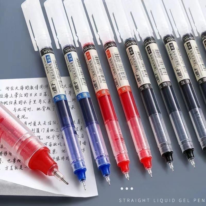 12PCS Straight Liquid Pen Quick-drying Gel Pen Student Stationery 0.5mm ...