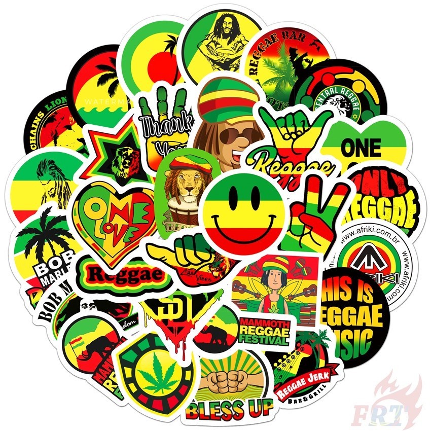 50Pcs/Set Reggae Bob Marley Colorful Graffiti Stickers One Love Peace ...