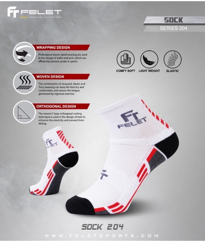 FELET Badminton Sock 204 Unisex | Shopee Malaysia