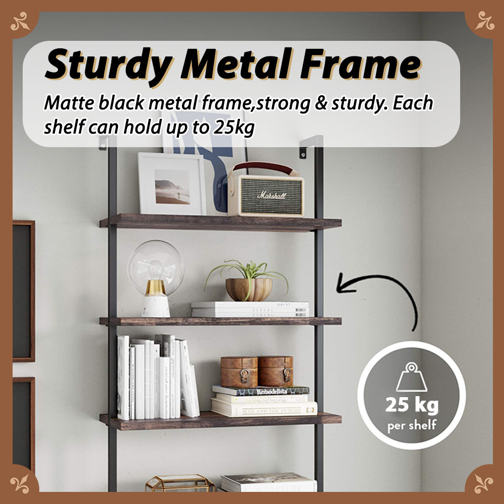 Worthbuy 4 Tier Wall Mounted Book Shelf Rak Buku Tingkat Rak Dinding ...