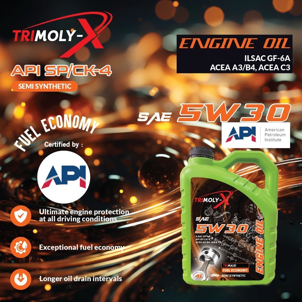 TRIMOLY-X TRIMOLYX 5W30 SEMI SYNTHETIC ENGINE OIL SP/CF 4L Car ...