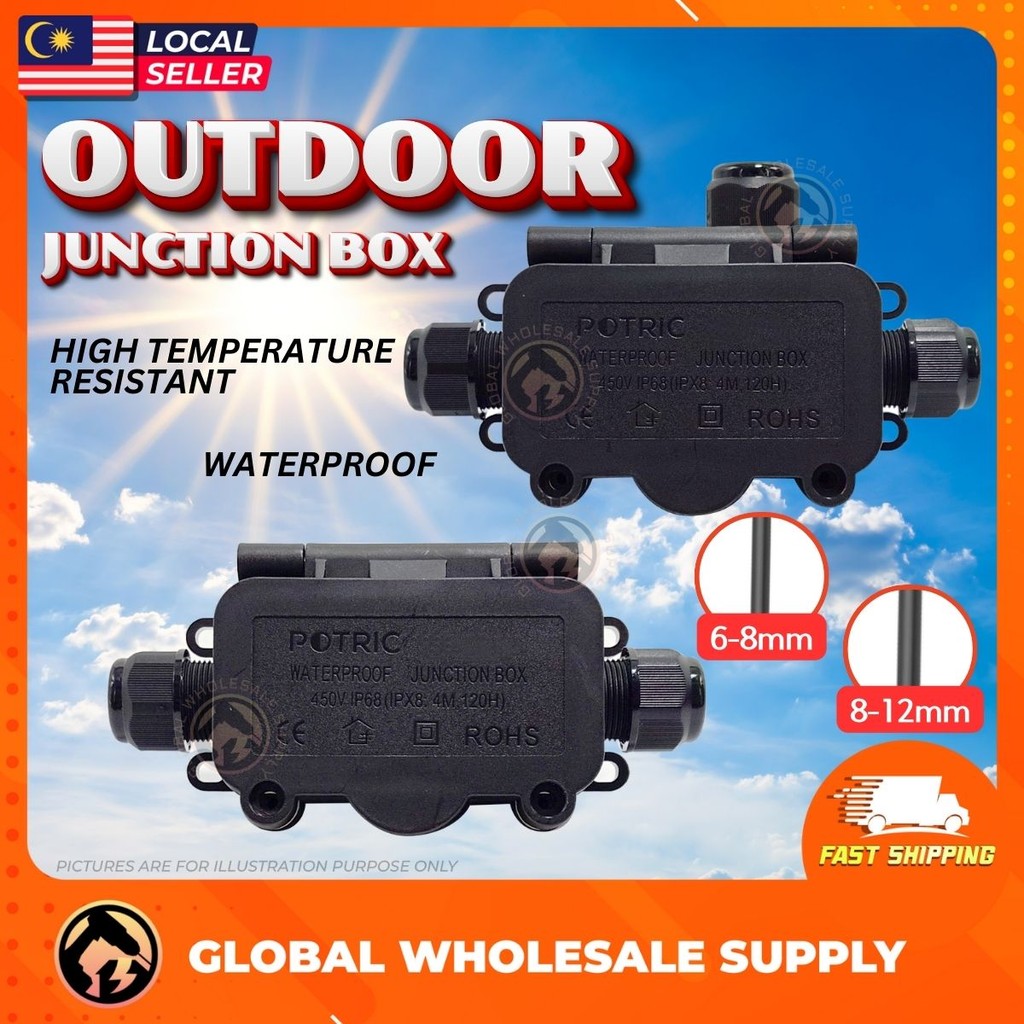 POTRIC 2/3 Way Waterproof Junction Box Outdoor Junction Box Underground ...