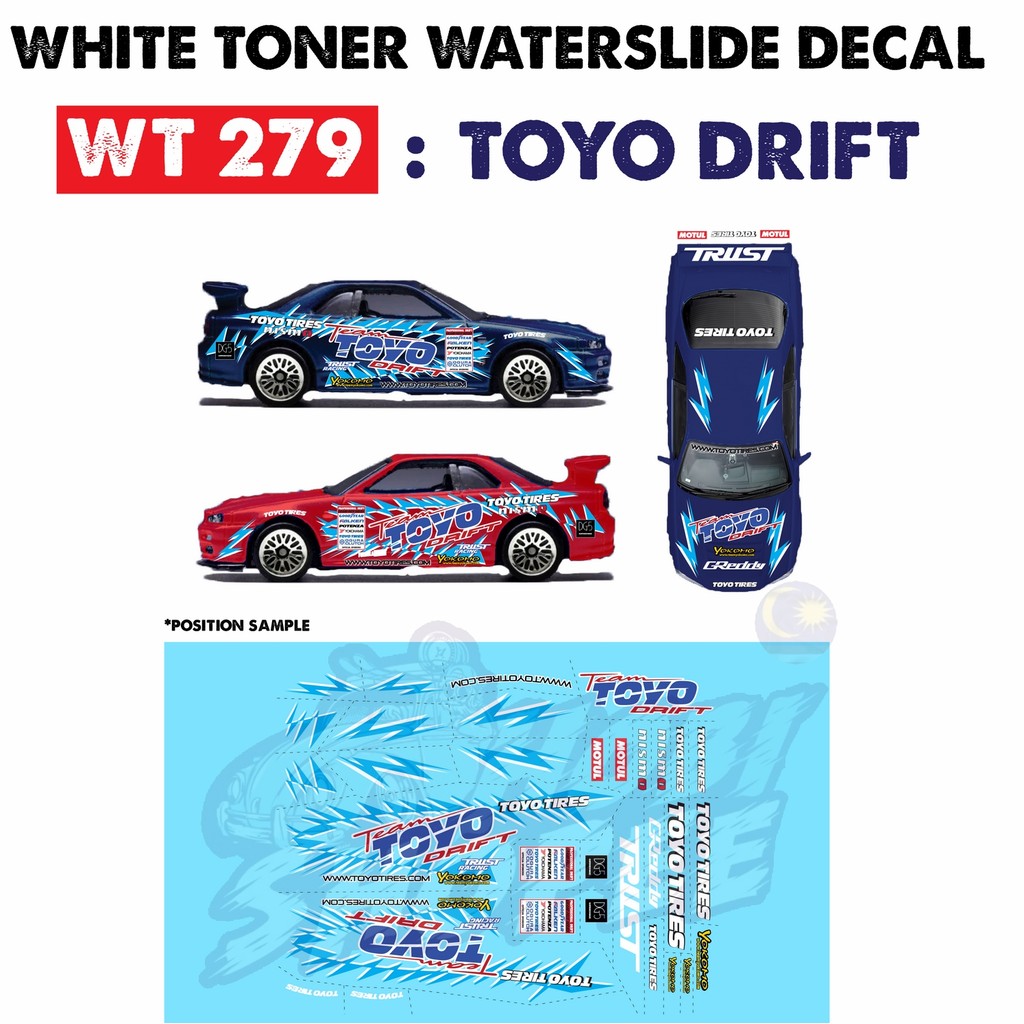TOYO DRIFT Decals Hotwheels Tomica 1:64 diecast custom white toner ...