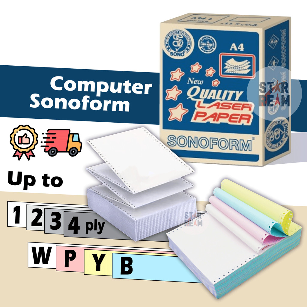 [Ready Stock] A4 Sonoform Computer Form 1ply 2ply 3ply 4ply (9.5" x 11 ...