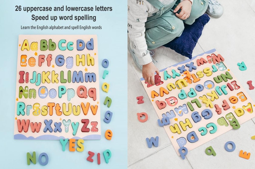 Lingoer| Alphabet Learning Tool Letter Puzzle Board Wooden Alphabet ...