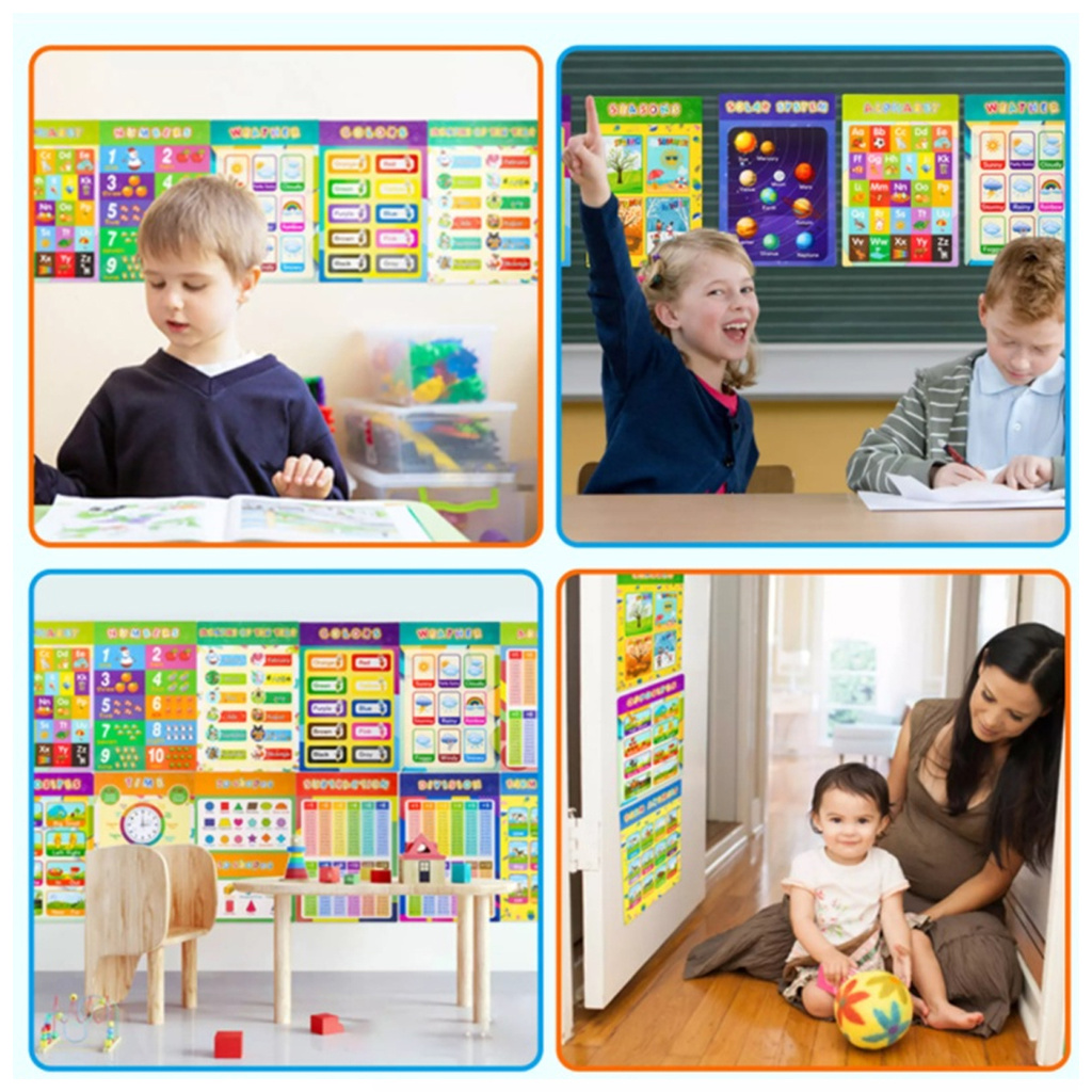 10Pcs Preschool Educational Poster Charts for Kids Kindergarten ...