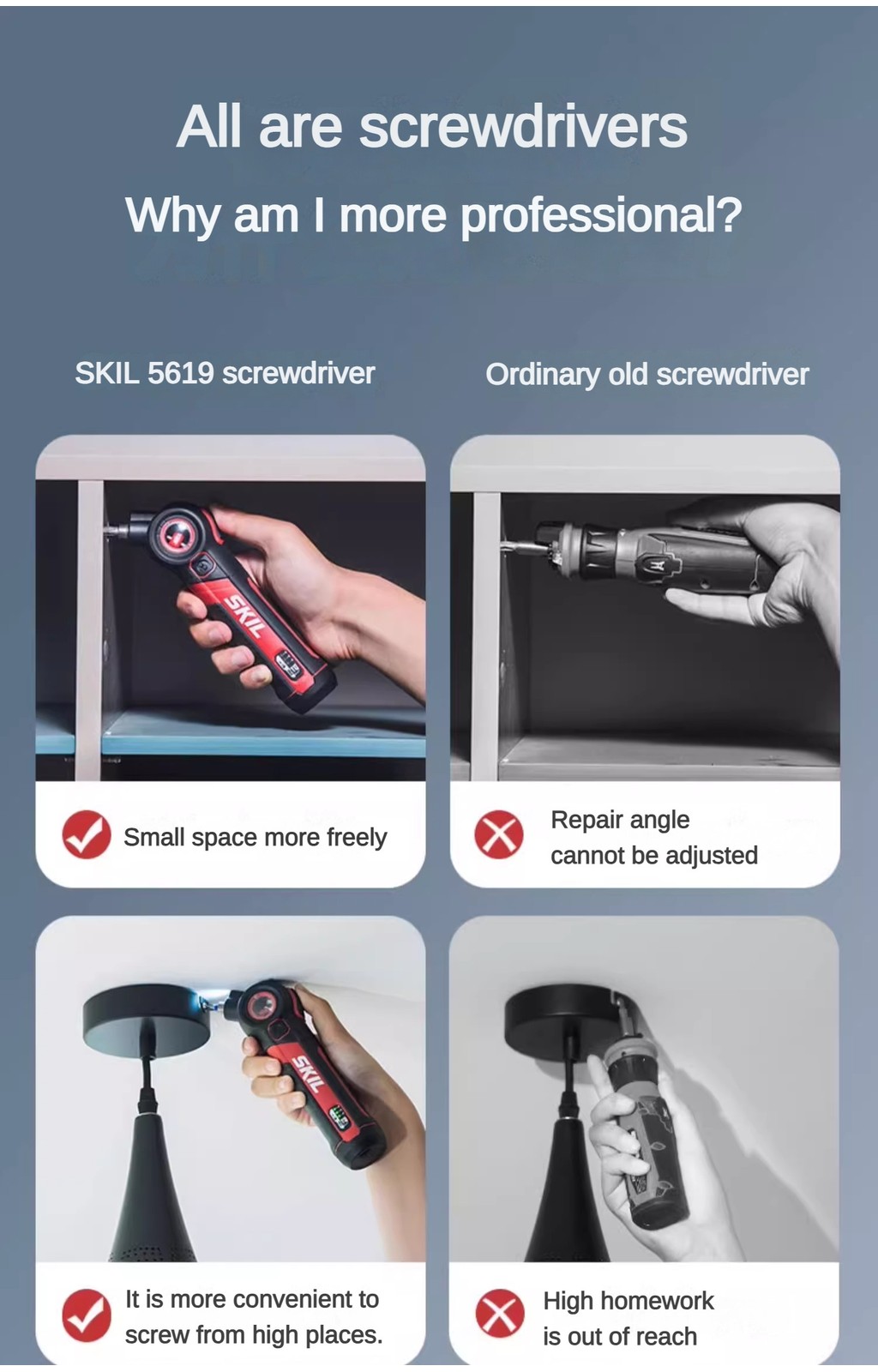 SKIL 5619 4V Mini Electrical Screwdriver Set Smart Scalable Cordless ...