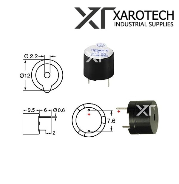 Mini Piezo Buzzer 3-5VDC PWM Generate Different Tone and Effect Music ...