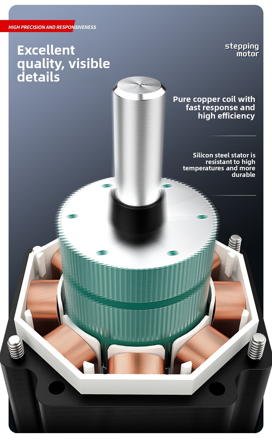 42 Stepper Motor with Magnetic Column Hole Installation Closed Ring Two ...