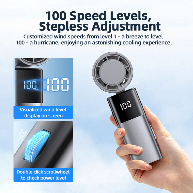Goojodoq Mini Fan 4000mAh High Speed Portable Fan 100 Wind Speed ...