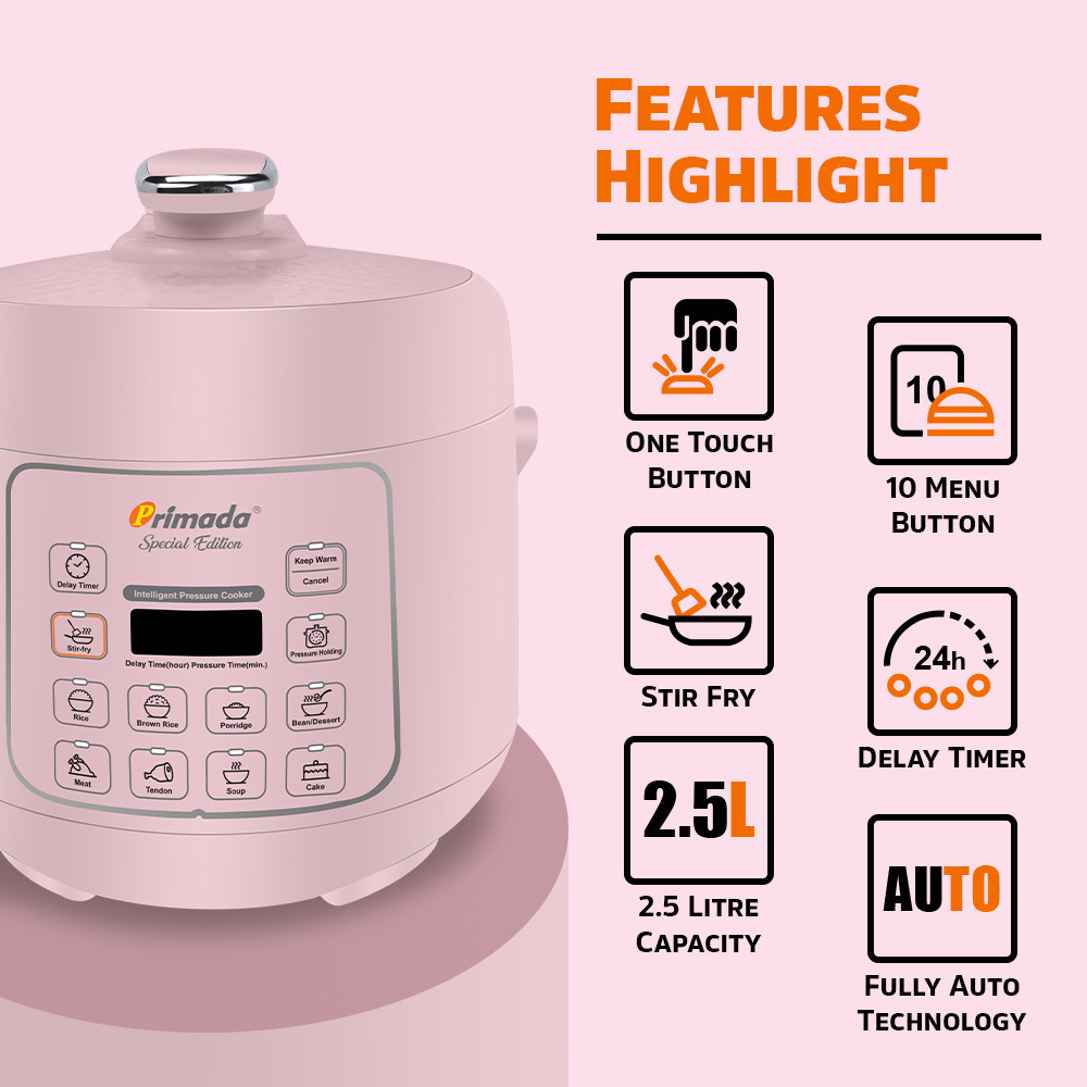 Primada Special Edition Intelligent Pressure Cooker MPC2550 Light Pink ...