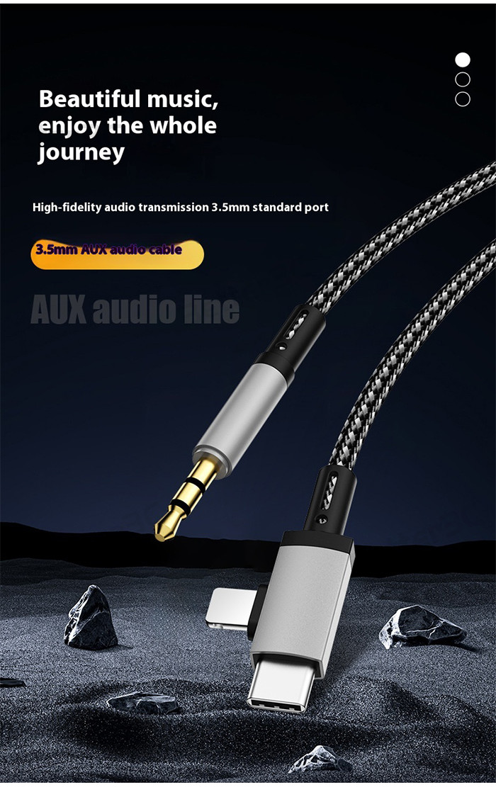 3.5mm AUX car audio cable 2 in 1 Nylon weave Headphone audio car ...