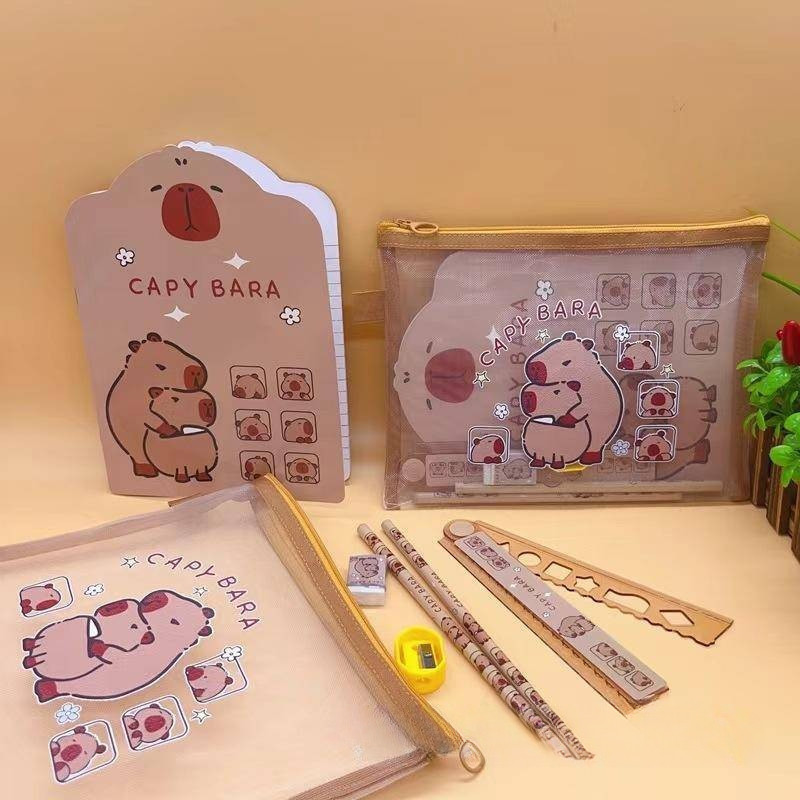 7 in 1 Cute Capybara Cartoon Stationery Set Sanrio Cinnamoroll Kuromi ...
