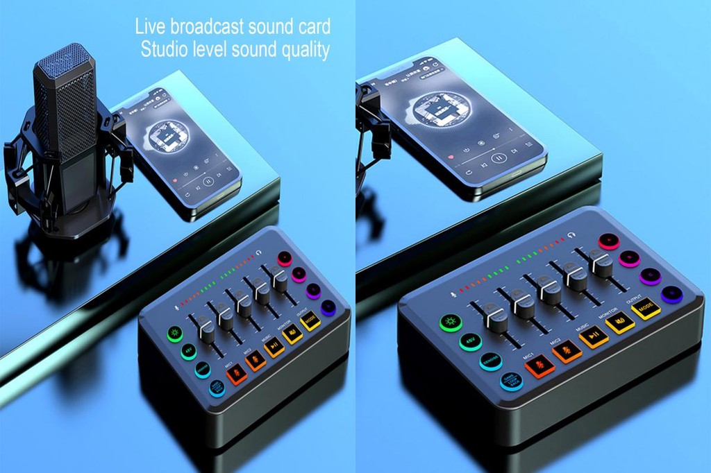 {EX} External Sound Card Game Mixer with 48v Power Professional Gaming ...