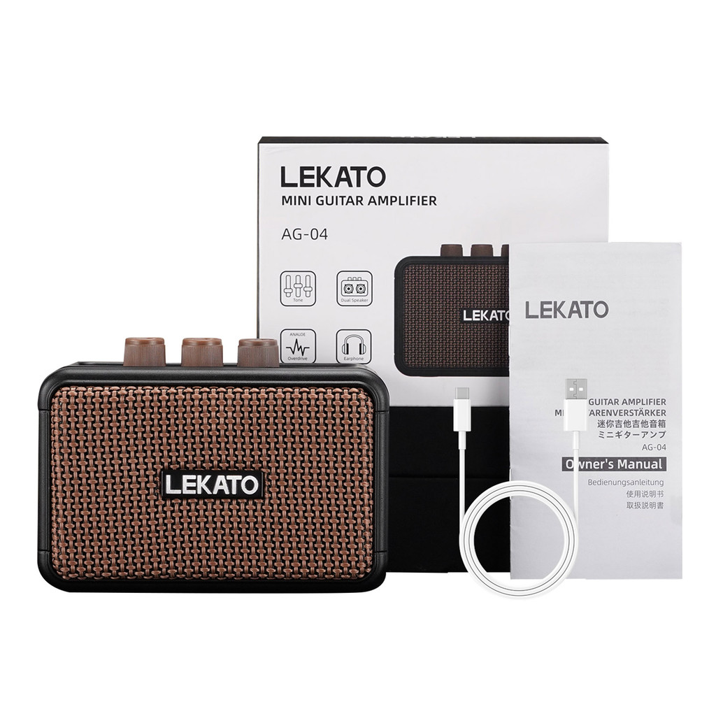 LEKATO Mini Electric Guitar Amplifier 5W Rechargeable Bluetooth Guitar Amp with Clean Overdrive ...