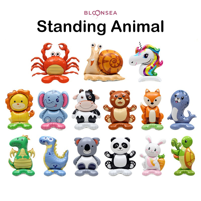 Standing Animal Balloon Cartoon Panda Fox Lion Birthday Party ...