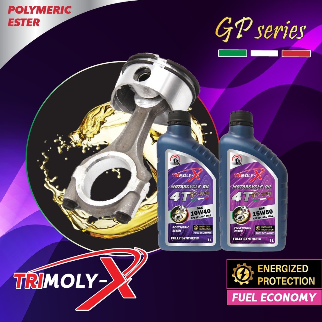 TRIMOLY-X GP SERIES 15w50 4T 1L ESTER Fully Synthetic API SP JASO MA2 ...