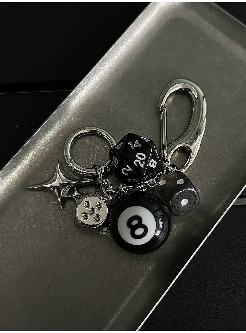 Original Niche Dark Lucky Dice String Hand-Made Black 8 Keychain Bag ...