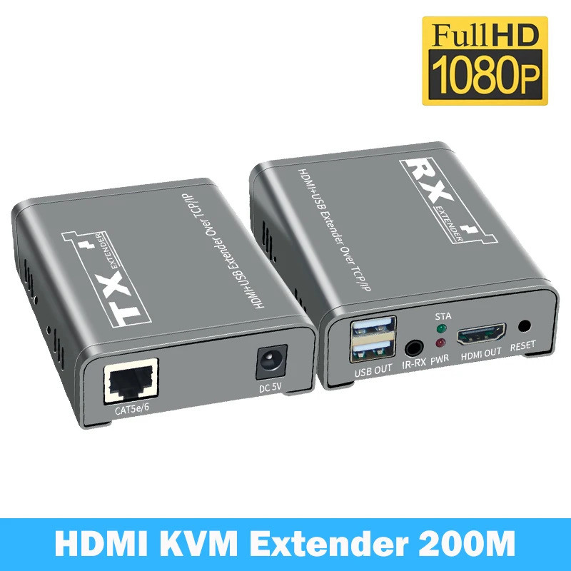 200M HDMI KVM Extender over UTP/TCP Rj45 Cat5e/6 1080P HDMI USB ...