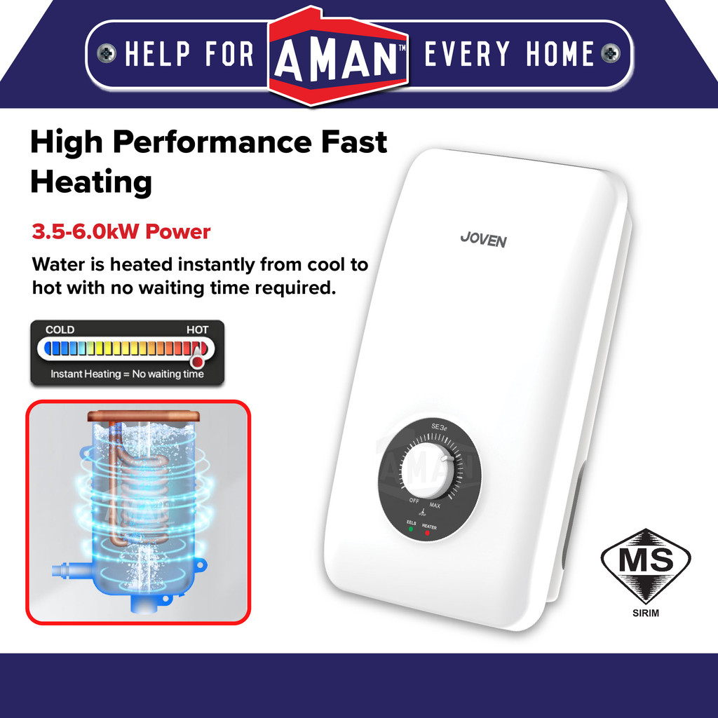 JOVEN Water Heater Without Pump Rain Shower Bathroom Instant Hot Water ...