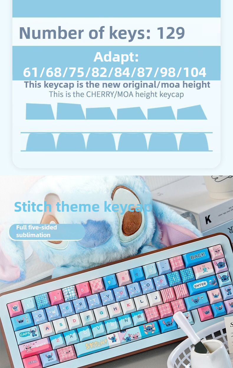 StarCraft Baby Stitch Original Keycap Five sided Heat Sublimation PBT ...