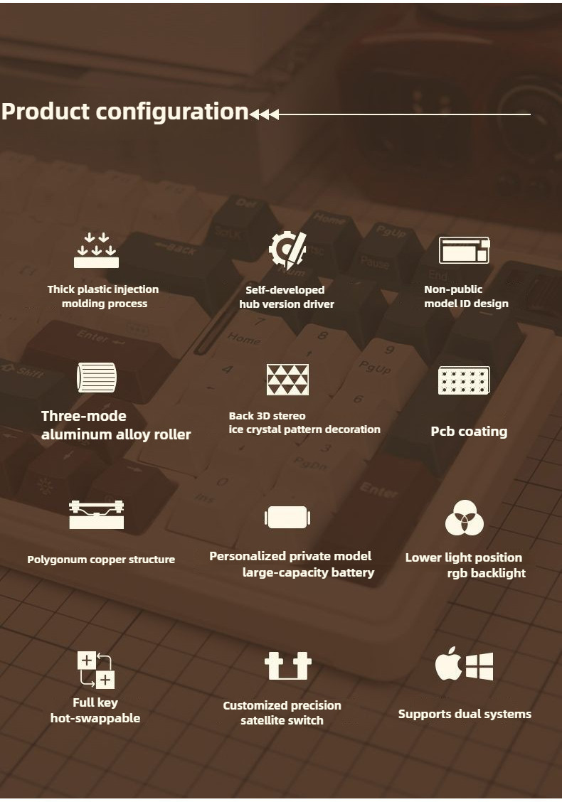 KZZI K98 Mechanical Keyboard 3mode RGB with Knob South Facing Full-key ...